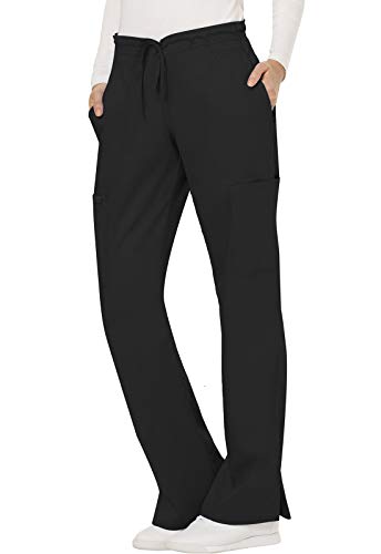 Scrubs for Women Workwear Revolution, Drawstring Scrub Pants, Soft Stretch WW120, M, Black