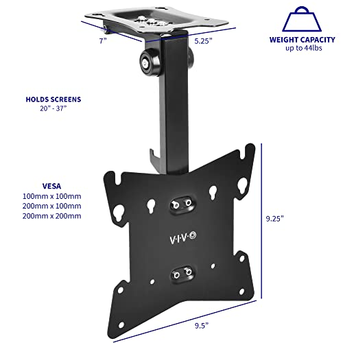 VIVO Black Manual Flip Down Mount Folding Pitched Roof Ceiling Mounting for Flat TV & Monitors 17" to 37" (MOUNT-M-FD37B)