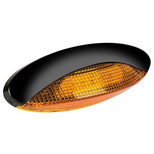 Lumitronics RV LED Euro-Style Porch Light - Amber Lens (Black)