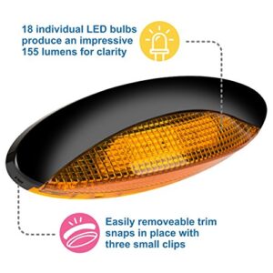 Lumitronics RV LED Euro-Style Porch Light - Amber Lens (Black)