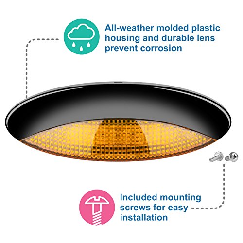 Lumitronics RV LED Euro-Style Porch Light - Amber Lens (Black)