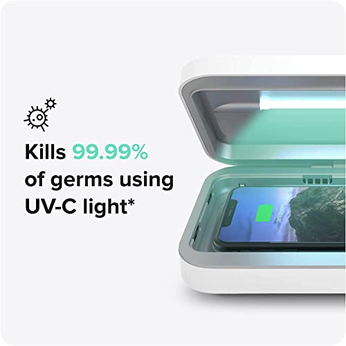 PhoneSoap 3 UV Cell Phone Sanitizer & Dual Universal Cell Phone Charger Box | Patented & Clinically Proven 360-Degree UV-C Light Sanitizer | Disinfects and Charges All Phones (White)