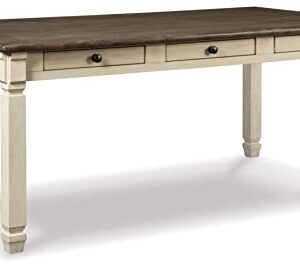 Signature Design by Ashley Bolanburg Farmhouse Dining Table with Drawers, Seats up to 6, Whitewash