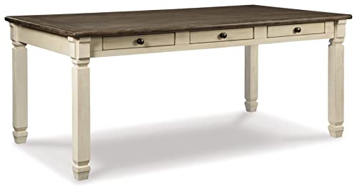 Signature Design by Ashley Bolanburg Farmhouse Dining Table with Drawers, Seats up to 6, Whitewash