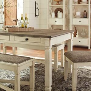 Signature Design by Ashley Bolanburg Farmhouse Dining Table with Drawers, Seats up to 6, Whitewash