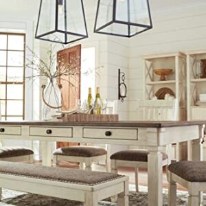 Signature Design by Ashley Bolanburg Farmhouse Dining Table with Drawers, Seats up to 6, Whitewash