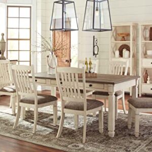 Signature Design by Ashley Bolanburg Farmhouse Dining Table with Drawers, Seats up to 6, Whitewash