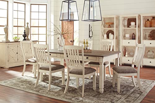 Signature Design by Ashley Bolanburg Farmhouse Dining Table with Drawers, Seats up to 6, Whitewash