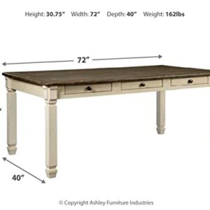 Signature Design by Ashley Bolanburg Farmhouse Dining Table with Drawers, Seats up to 6, Whitewash