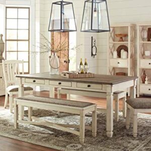 Signature Design by Ashley Bolanburg Farmhouse Dining Table with Drawers, Seats up to 6, Whitewash