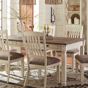 Signature Design by Ashley Bolanburg Farmhouse Dining Table with Drawers, Seats up to 6, Whitewash