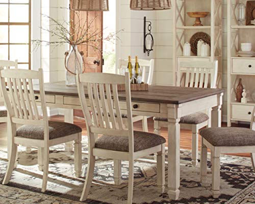 Signature Design by Ashley Bolanburg Farmhouse Dining Table with Drawers, Seats up to 6, Whitewash