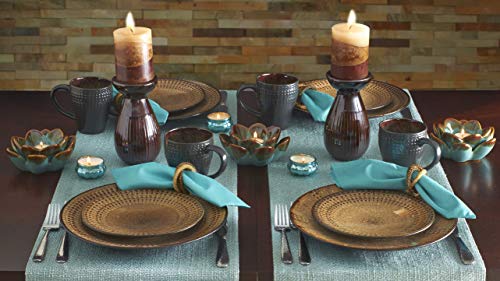 Pfaltzgraff Cambria 16-Piece Stoneware Dinnerware Set, Service for 4, Dark Brown