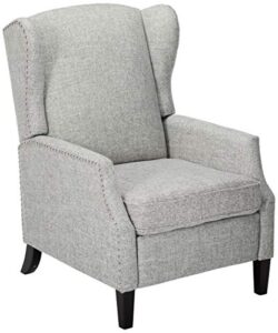 gdfstudio weyland wingback traditional fabric recliner (light grey)