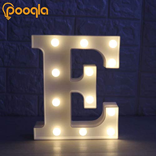 Pooqla LED Marquee Letter Lights Sign, Light Up Alphabet Letter for Home Party Wedding Decoration E