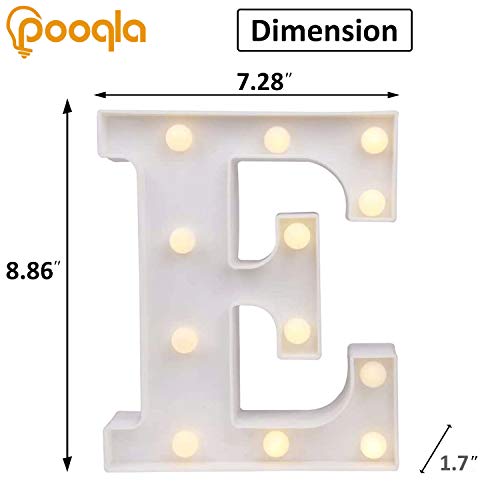 Pooqla LED Marquee Letter Lights Sign, Light Up Alphabet Letter for Home Party Wedding Decoration E