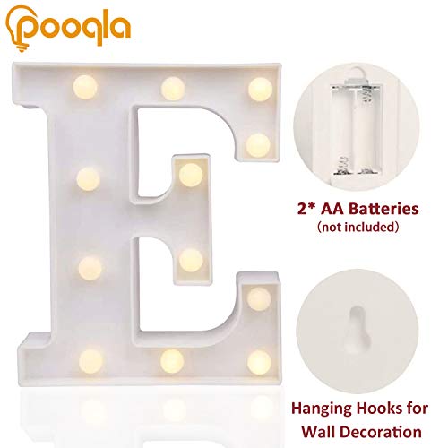 Pooqla LED Marquee Letter Lights Sign, Light Up Alphabet Letter for Home Party Wedding Decoration E