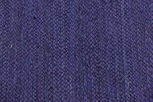 Unique Loom Braided Jute Collection Classic Quality Made Natural Hand Woven with Solid Color Detail, Area Rug, Runner 2' 6" x 6' 0", Navy Blue/Tan