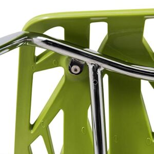 LeisureMod Forest Modern Dining Side Chair with Chrome Legs (Green)