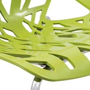 LeisureMod Forest Modern Dining Side Chair with Chrome Legs (Green)