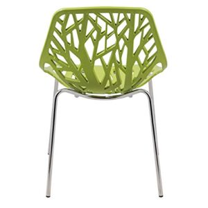 LeisureMod Forest Modern Dining Side Chair with Chrome Legs (Green)