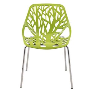 LeisureMod Forest Modern Dining Side Chair with Chrome Legs (Green)