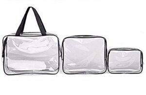 mkki 3pcs clear portable makeup cosmetic toiletry travel bath wash storage bag transparent waterproof pouch organizer make up bag