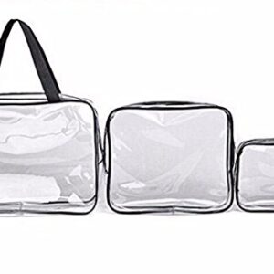 mkki 3pcs Clear Portable Makeup Cosmetic Toiletry Travel Bath Wash Storage Bag Transparent Waterproof Pouch Organizer Make Up Bag