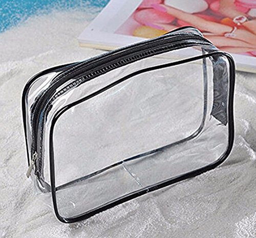 mkki 3pcs Clear Portable Makeup Cosmetic Toiletry Travel Bath Wash Storage Bag Transparent Waterproof Pouch Organizer Make Up Bag