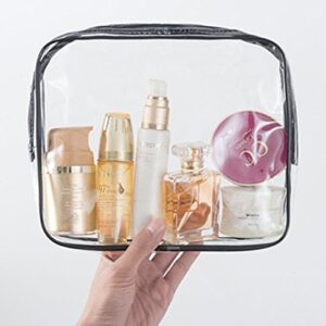 mkki 3pcs Clear Portable Makeup Cosmetic Toiletry Travel Bath Wash Storage Bag Transparent Waterproof Pouch Organizer Make Up Bag