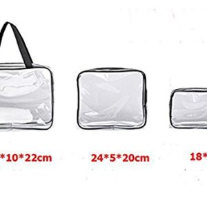 mkki 3pcs Clear Portable Makeup Cosmetic Toiletry Travel Bath Wash Storage Bag Transparent Waterproof Pouch Organizer Make Up Bag