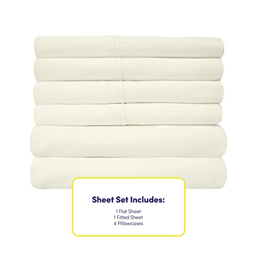 Queen Sheets Ivory - 6 Piece 1500 Supreme Collection Fine Brushed Microfiber Deep Pocket Queen Sheet Set Bedding - 2 Extra Pillow Cases, Great Value, Queen, Ivory