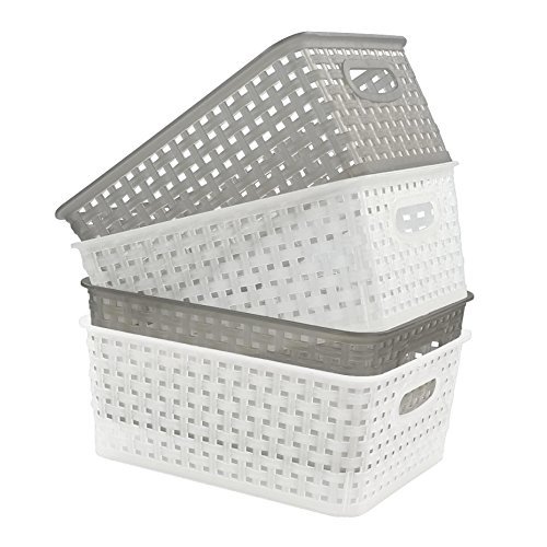 Doryh Small Plastic Storage Basket, 4-Pack