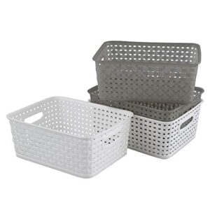 Doryh Small Plastic Storage Basket, 4-Pack