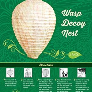 Patio Eden by Maad Brands - Wasp Nest Decoy - 3 Pack- Eco Friendly Hanging Wasp Repellent