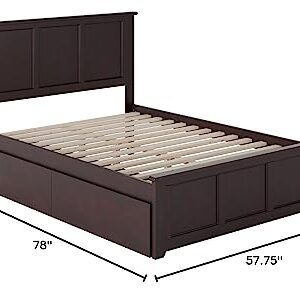 Atlantic Furniture AR8636111 Madison Platform Bed with Matching Foot Board and 2 Urban Bed Drawers, Full, Espresso