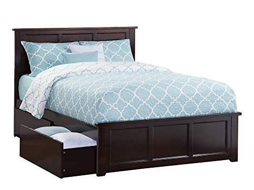 Atlantic Furniture AR8636111 Madison Platform Bed with Matching Foot Board and 2 Urban Bed Drawers, Full, Espresso