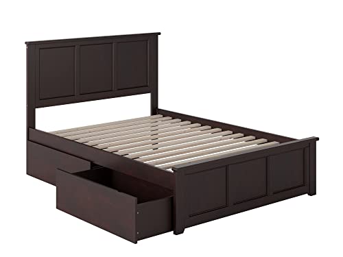 Atlantic Furniture AR8636111 Madison Platform Bed with Matching Foot Board and 2 Urban Bed Drawers, Full, Espresso