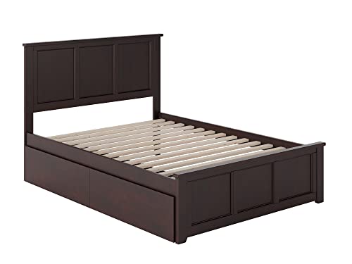 Atlantic Furniture AR8636111 Madison Platform Bed with Matching Foot Board and 2 Urban Bed Drawers, Full, Espresso