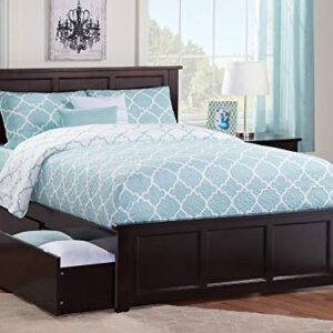 Atlantic Furniture AR8636111 Madison Platform Bed with Matching Foot Board and 2 Urban Bed Drawers, Full, Espresso