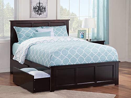 Atlantic Furniture AR8636111 Madison Platform Bed with Matching Foot Board and 2 Urban Bed Drawers, Full, Espresso