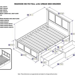 Atlantic Furniture AR8636111 Madison Platform Bed with Matching Foot Board and 2 Urban Bed Drawers, Full, Espresso