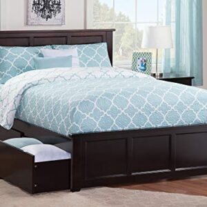 Atlantic Furniture AR8636111 Madison Platform Bed with Matching Foot Board and 2 Urban Bed Drawers, Full, Espresso