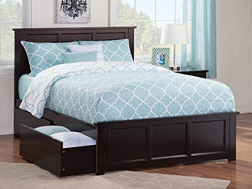 Atlantic Furniture AR8636111 Madison Platform Bed with Matching Foot Board and 2 Urban Bed Drawers, Full, Espresso