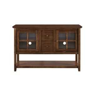 Walker Edison Charlotte Classic Glass Door Storage Buffet, 52 Inch, Walnut