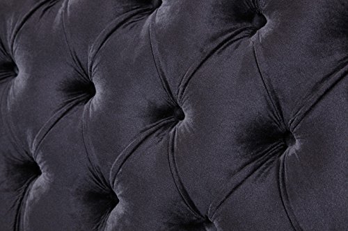 Iconic Home Black Dylan Velvet with Silver Nail head Trim Round Acrylic Feet Sofa