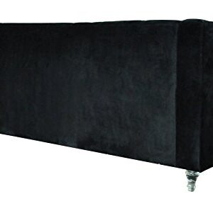 Iconic Home Black Dylan Velvet with Silver Nail head Trim Round Acrylic Feet Sofa