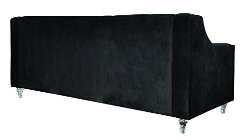 Iconic Home Black Dylan Velvet with Silver Nail head Trim Round Acrylic Feet Sofa