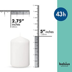 BOLSIUS 12 White Pillar Candles - 2.7 x 5.1 Inches Unscented Candle Set - 43 Hours - Dripless Clean Burning Smokeless Dinner Candle - Perfect for Wedding Candles, Parties and Special Occasions