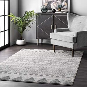 nuloom shaina tribal area rug, 5' x 7' 5", grey